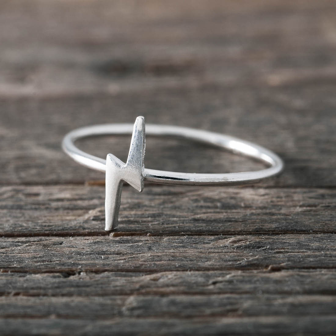 Silver ring small lightning bolt